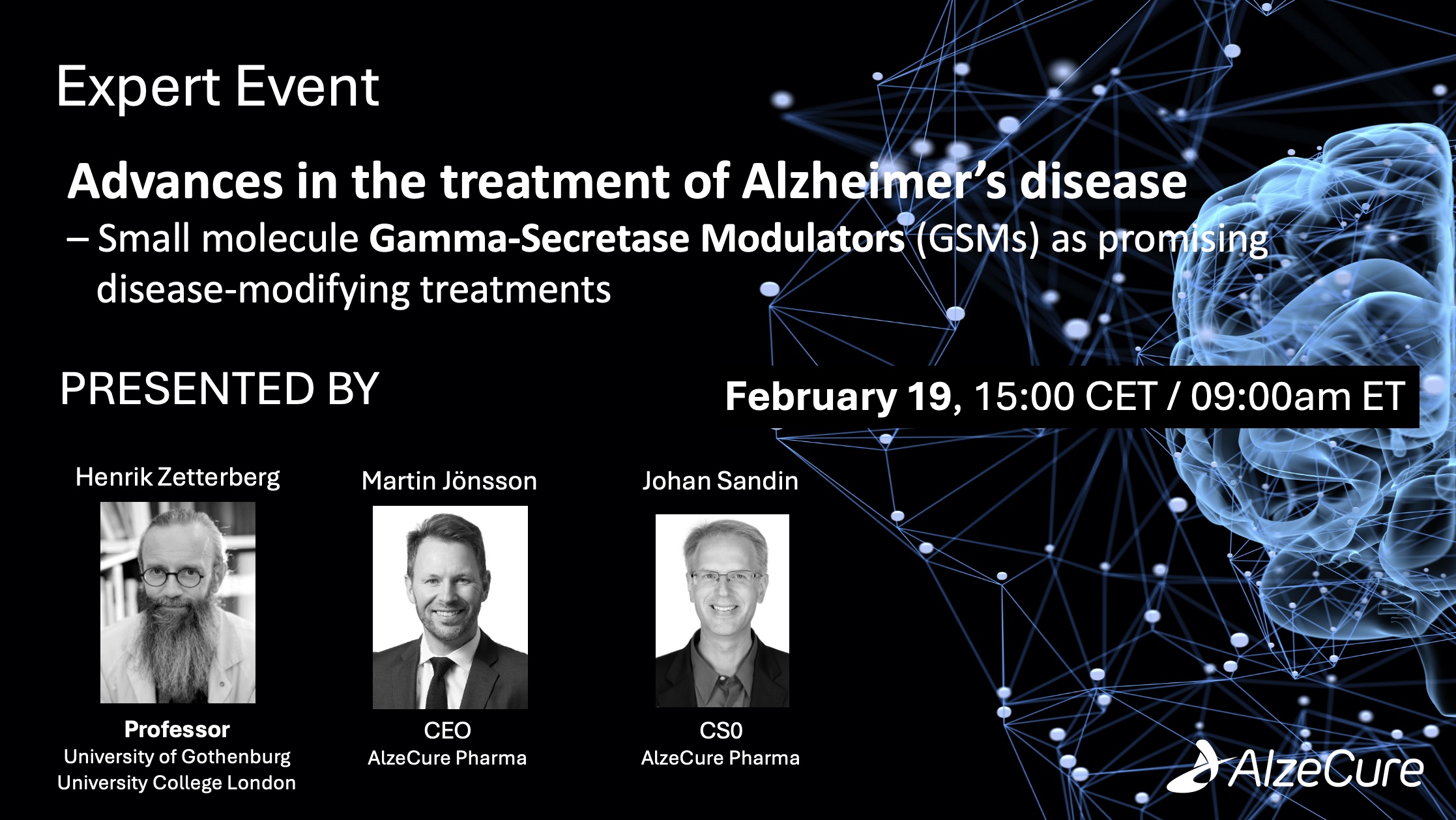 AlzeCure Pharma broadcasts live expert event on Alzheimer’s around ...